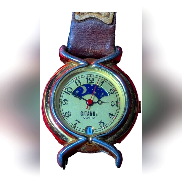 Gitano | Accessories | Vintage Gitano Moon Phase Watch Date At 6 Oclock ...